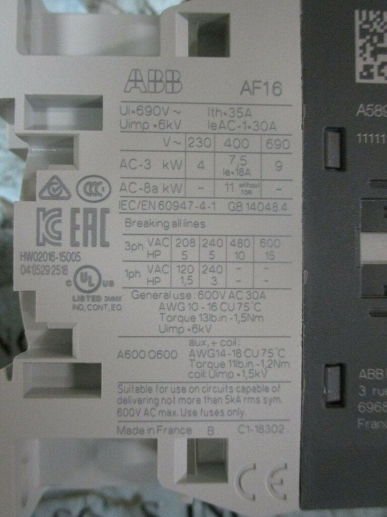 ABB AF16-30-10-11 Contactor Module ABB AF16 690VAC 4kW 600VAC 30A ...